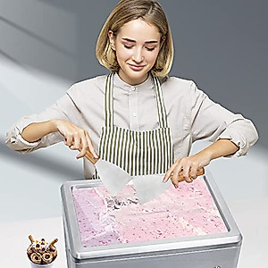 Homtone Rolled Ice Cream Maker,Automatic Instant Ice Cream Roll Maker with Square Pan and 2 Spatulas,Stainless Steel Stir-fried Ice Cream Machine for Homemade DIY Frozen Yogurt Ice Cream (DS-0990)