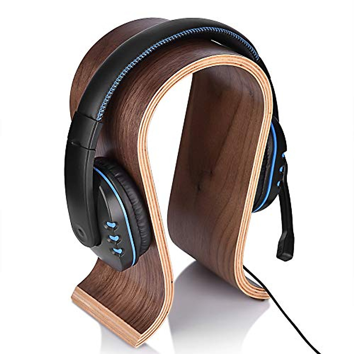 Jacksking Headset Hanger, U Shape Wood Headphones Stand Holder Hanger Wooden Headset Desk Display Shelf Rack, Headphones Stand