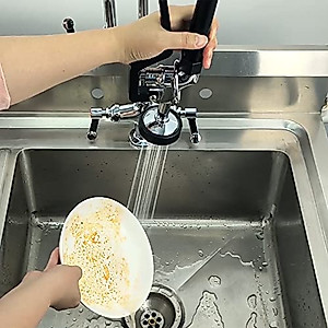 Maxsen Deck Mount Commercial Kitchen Sink Faucet 43" Height Pre rinse With 12" Add-On Spout For Food Service Commercial Kitchens Restaurant Hotel Application Tap