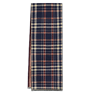 Scarf for Men Fall Winter Warm Scarves Soft Tassel Cashmere Feel Scarf Navy & Beige & Red