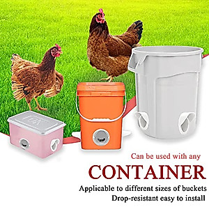 AIVEH 5 Pcs, Chicken Feeder No Waste, Fit for Buckets, Barrels, Bins, Troughs,Automatic Chicken Feeder for Rain Proof Poultry Feeder Port Gravity Feed(4 Ports,1 Hole Saw)