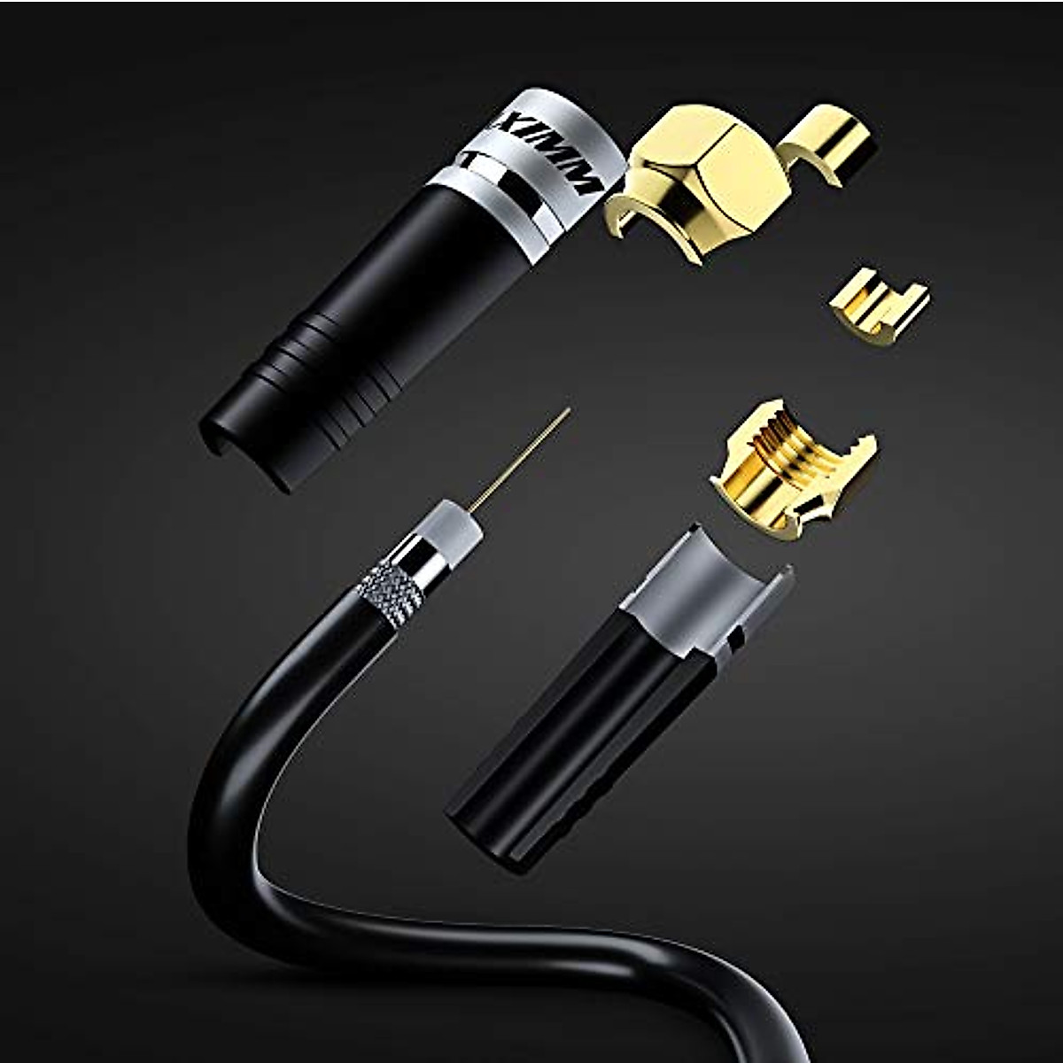 Coaxial Cable 2 ft Triple Shield - RG6 Coax Cable, TV Cable for Digital TV Aerial, Satellite Cable - Cable Cord Cable Wire- with Gold Plated F Connectors - Black, 2 Feet, 2 Pack