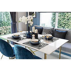 More Décor Dining Table Placemats, Washable Heat-Resistant PVC Vinyl Table Mats for Dining Room and Kitchen, Anti-Slip - Set of 6 - Grey