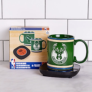 Uncanny Brands NBA Milwaukee Bucks Logo Mug Warmer with Mug – Keeps Your Favorite Beverage Warm - Auto Shut On/Off