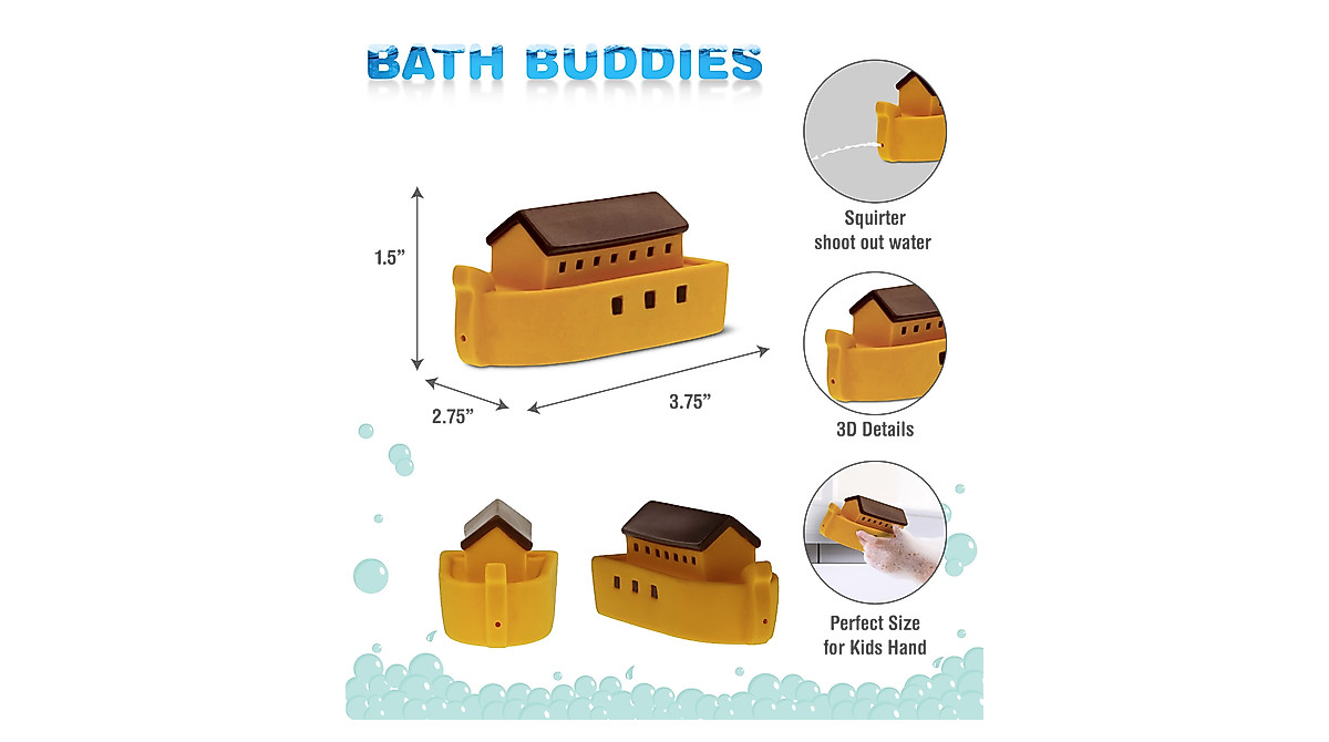DolliBu Noah's Ark Bath Buddy - Fun Bathtime Squirter