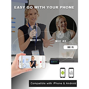 Alvoxcon Wireless USB Microphone for iPhone & Computer, Rechargeable Handheld & Lapel Mic System for MacBook, PC Laptop, Zoom Meeting, Classroom Teaching, Teacher Podcast, vlog
