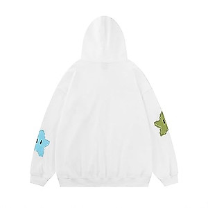 Durveency Women Teen Girls Y2K Hoodie Jacket Star Zip Up Hooded Sweatshirt Grunge Hoodies Cute Streetwear White
