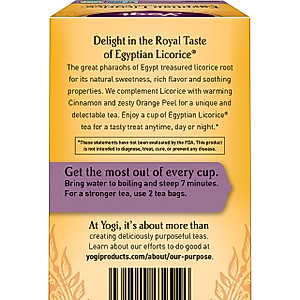 Yogi Tea - Egyptian Licorice Tea (6 Pack) - Warming and Naturally Spicy Sweet - Soothing and Caffeine Free - 96 Organic Herbal Tea Bags