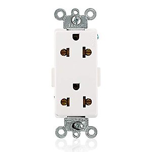 Leviton 5835-W Decora Plus Straight Blade and Europlug Receptacles, Commercial Specification Grade, 16 Amp, 250 Volt, White
