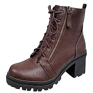 Cow Print Boots for Women Up Lace Heel Chunky Short Wide Calf Cowboy Boots Women Chunky Block Heel Square-Toe Comfortable Short Black Boots