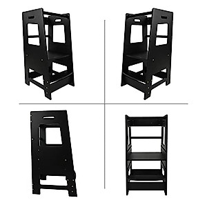 DEARYOU Toddler Stool Tower,Toddler Kitchen Stool, Kitchen Standing Helper Stool for Toddlers, Toddler Stool for Kitchen Counter, Learning Kitchen Tower for Toddlers, Helper Standing Tower, Black