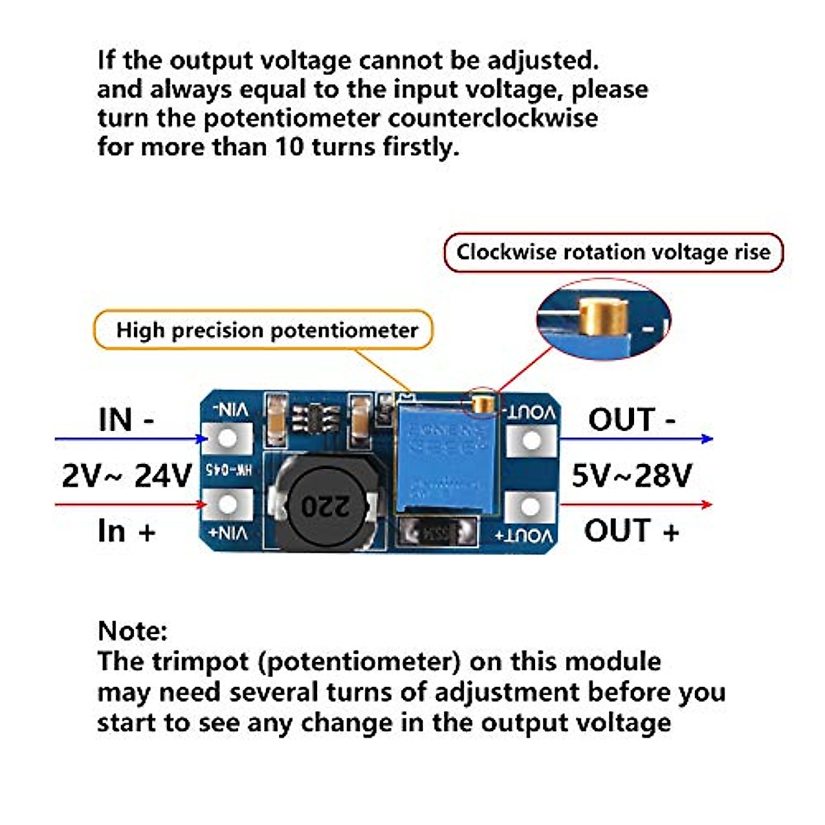 AITRIP 20pcs MT3608 DC-DC Boost Converter 2A Adjustable Step Up Module Voltage Regulator Board Input Voltage 2V-24V to 5V-28V Output Voltage for Arduino
