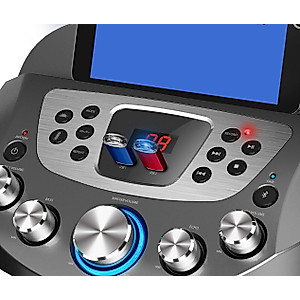 Starion KS829-B Bluetooth Karaoke Machine l Pedestal Design w/Light Show l 4 Built-in Speakers & 2 Tweeters l Two USB for Bluetooth / MP3 Record & Playback l Disco Ball Effect l Two Microphones
