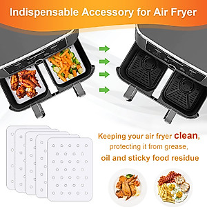 BABORUI 130Pcs Air Fryer Baking Parchment, Disposable Air Fryer Baking Papers Compatible with Ninja Foodi Dual Air Fryer DZ201, Non-Stick Parchment Baking Paper Air Fryer Accessories with Holes