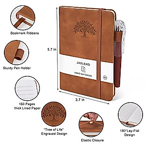 3 Pack Brown Leather Pocket Notebook Journal with 3 Pen for Men & Women Business Travel School Work,A6 Hardcover Small Notebooks Mini Cute College Ruled Notepads with Pen Holder,160 Pages Writing Journals with Lined Paper Note pads 3.7”x 5.7”