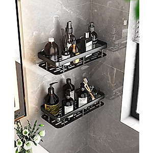 ESFOTO Shower Caddy Shelf Adhesive Bathroom Organizer Wall Mounted 2 Pack Shower Shelves No Drilling Shower Storage Rack Rustproof for Bathroom Kitchen Toilet