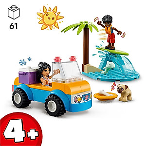 LEGO Friends Beach Buggy Fun 41725 Building Toy Set, Creative Fun for Toddlers Ages 4+, with 2 Mini-Dolls, Pet Dog and Dolphin figures, a Beach Buggy Toy Car and Accessories