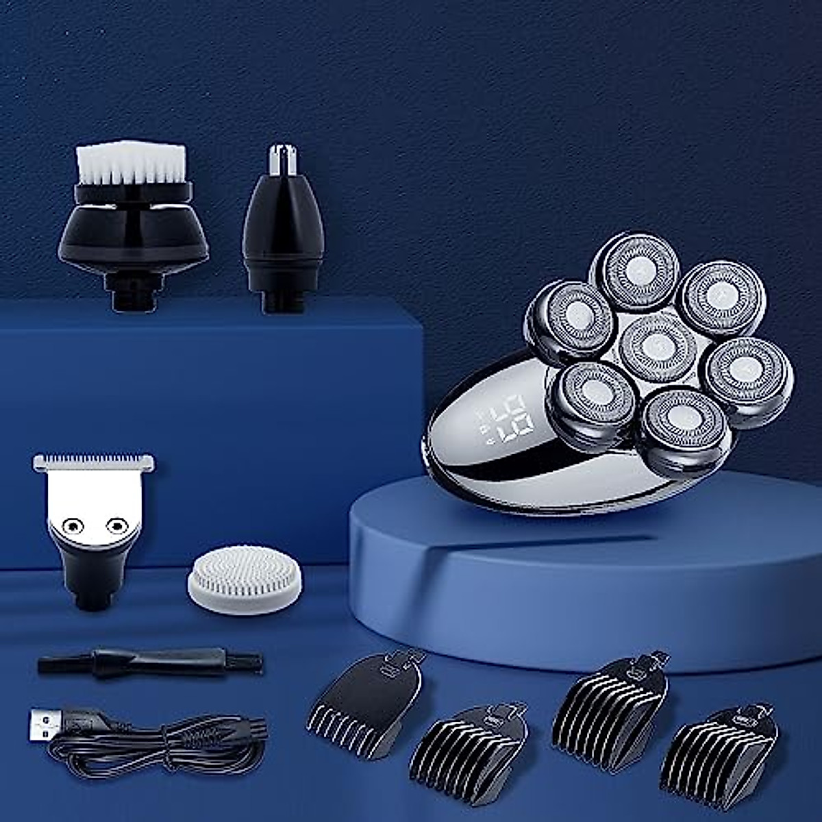 Head Shavers for Bald Men,Upgrade 5 in 1 Electric Razor Head Shaver,7D Blad Head Shaver with Nose Hair Trimmer,Hair Clippers,IPX6 Waterproof,Anti-Pinch,USB Rechargeable