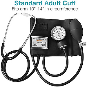 HealthSmart Manual Blood Pressure Monitor, Self Taking Blood Pressure Kit, With Standard Cuff Size 1