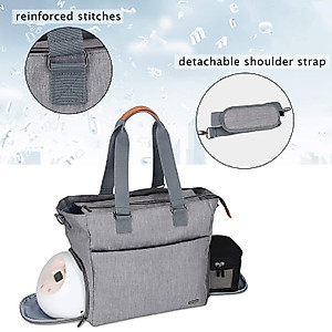 LUXJA Breast Pump Tote with Pockets for Laptop and Cooler Bag, Breast Pump Bag for Working Mothers (Fits Most Major Breast Pump), Gray