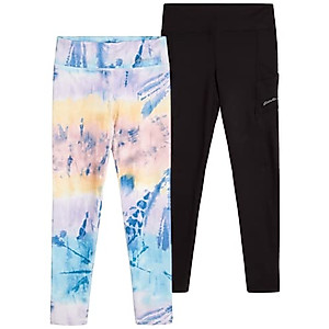 Eddie Bauer Girls' Leggings - 2 Pack Athletic Yoga Pants - Active Workout Dance Tights with Pockets for Girls (XS-XL), Size X-Large, Assorted Colors - 2