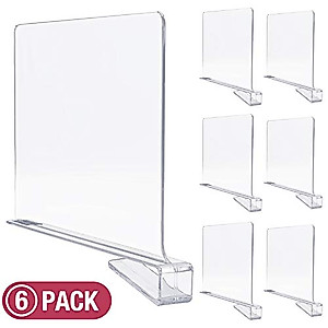 Sorbus 6 Acrylic Shelf Dividers for Shelves, Great Organizer for Clothes, Linens, Purse Separators, Versatile for Closets, Kitchen Cabinets, Bedroom (6-Pack)