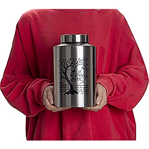 Decorative Urn Cremation Urn for Human Ashes Large up to 220lbs Large Memory Decorative Funeral Burial Urn for Male Female Ashes (Stainless Steel Tree)