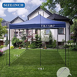 Pop Up Canopy 10x10 Pop Up Canopy Tent Party Tent Ez Up Canopy Sun Shade Wedding Instant Folding Protable Better Air Circulation Outdoor Gazebo with Backpack Bag (Blue)