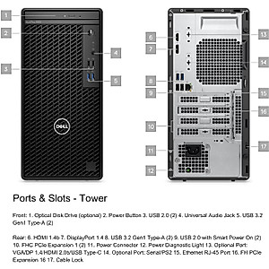 Dell OptiPlex Business Desktop Tower, 12th Gen Intel Core i9-12900K Processor, 64GB RAM, 4TB SSD + 1TB HDD, DVD-RW, DisplayPort, HDMI, Windows 11 Pro, Black