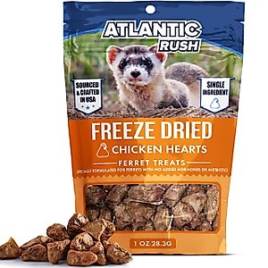 Freeze Dried Small Pet Treats - 1oz Resealable Bag of Treats for Ferrets - Ferret Snacks - Single Ingredient Ferret Food With No Preservatives Or Fillers- Small Animals Treats (1 oz, Chicken Heart)