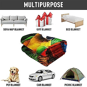 Rstick Parrot Blanket Leaves Birds Macaws Fleece Blanket Soft Fuzzy Plush Throw Blankets for Couch Bed 60"x80"