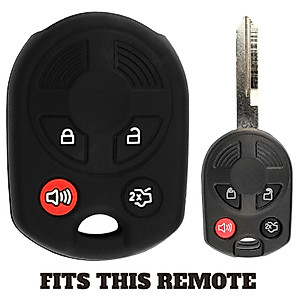 KeyGuardz Keyless Entry Remote Car Key Fob Outer Shell Cover Soft Rubber Protective Case For Ford Lincoln Mercury (Pack of 2)