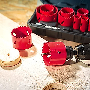 Bi-Metal Hole Saw Kit, HYCHIKA 17 Pcs High Speed Steel 3/4" to 2-1/2" Hole Saw Set in Case with Mandrels, Hole Saw Bit, Hole Saw for Thin Metal, Hard Wood, Drilling PVC Board, and Plastic Plate
