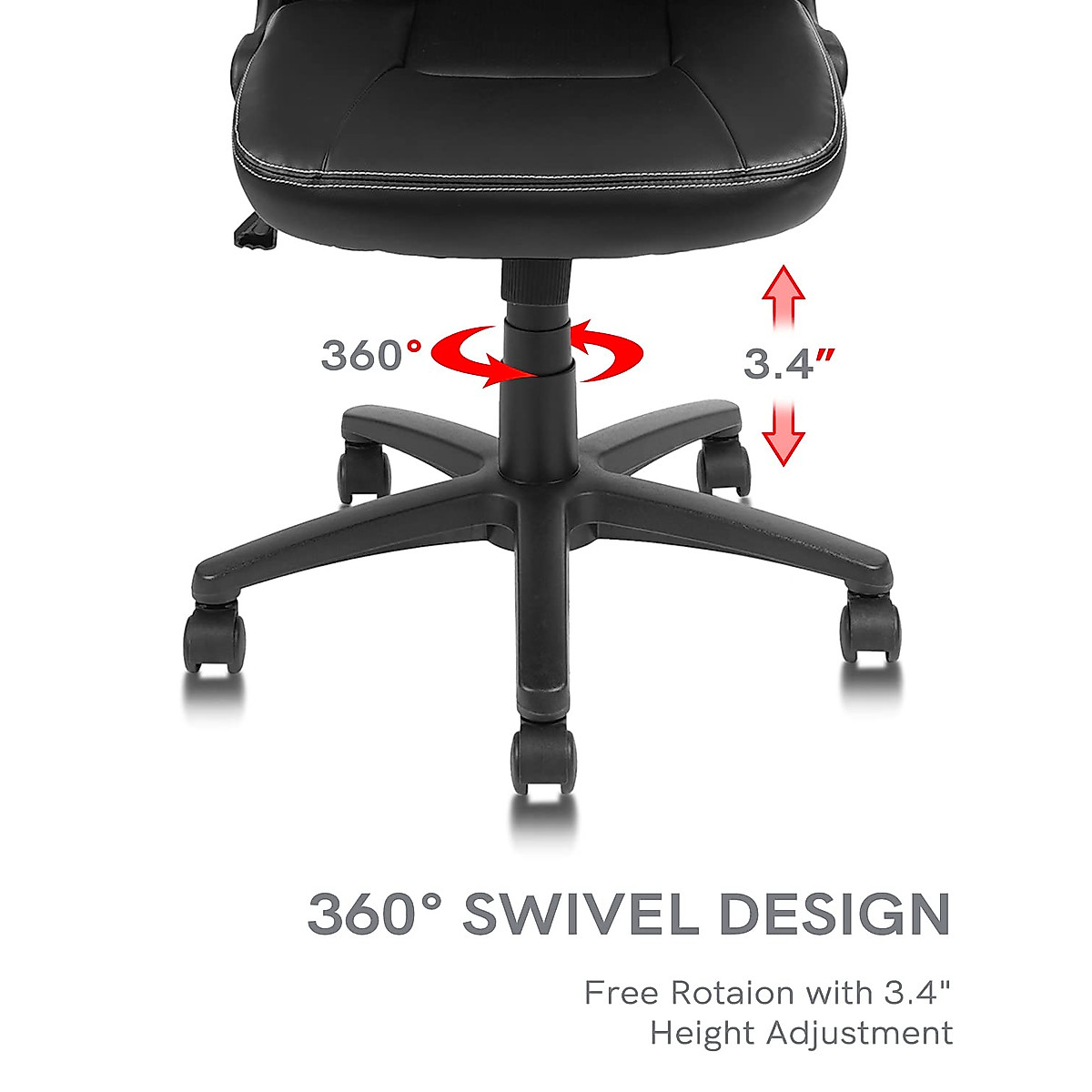 KLASIKA Computer Office Gaming Chair, Ergonomic Swivel Video Game Chairs with Flip Up Armrest Adjustable High Back Leather Desk Chair for Adults Women Men, Black