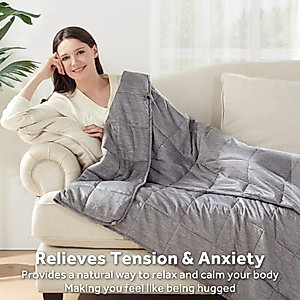 Silkyrest Cooling Weighted Blanket for Adults 15lbs 60" x 80" Queen Size Double-Sided Heavy Blanket for Sleeping Breathable Microfiber Material with Glass Beads for Summer, Gifts for Men Women, Grey