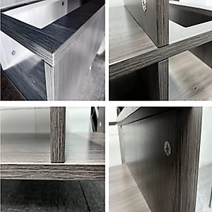 Gtouse Large Record Player Stand with 3 Cabinet, Mid-Century 3 Tier Display Stand Record Storage Turntable Stand Table with Metal Hairpin Legs for Living Room Bedroom Office, 34 x 18 x 21inches