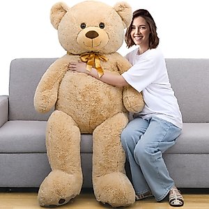 Tezituor Giant Teddy Bear Stuffed Animal,Brown Life Size Plush Teddy Bear,Soft and Cuddly Mother and Baby Set Plush Gift,52 Inches
