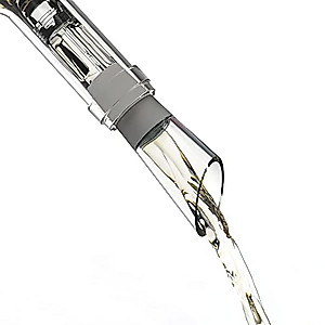Host Chill Cooling Wine Pour Spout, Cooling Gel, Wine Stopper, Bottle Sealer, Bottle Chiller, Drip Free Pourer, Wine Cork Spout, 2-Piece Design, Preserve wine, Plastic and Silicone, Grey