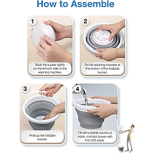 bubbacare Portable Washing Machine, Mini Washing Machine with Foldable Laundry Bucket,Portable Turbo Washer by for Socks Underwear Bra, Travel Business Trip or College Rooms, White Gray