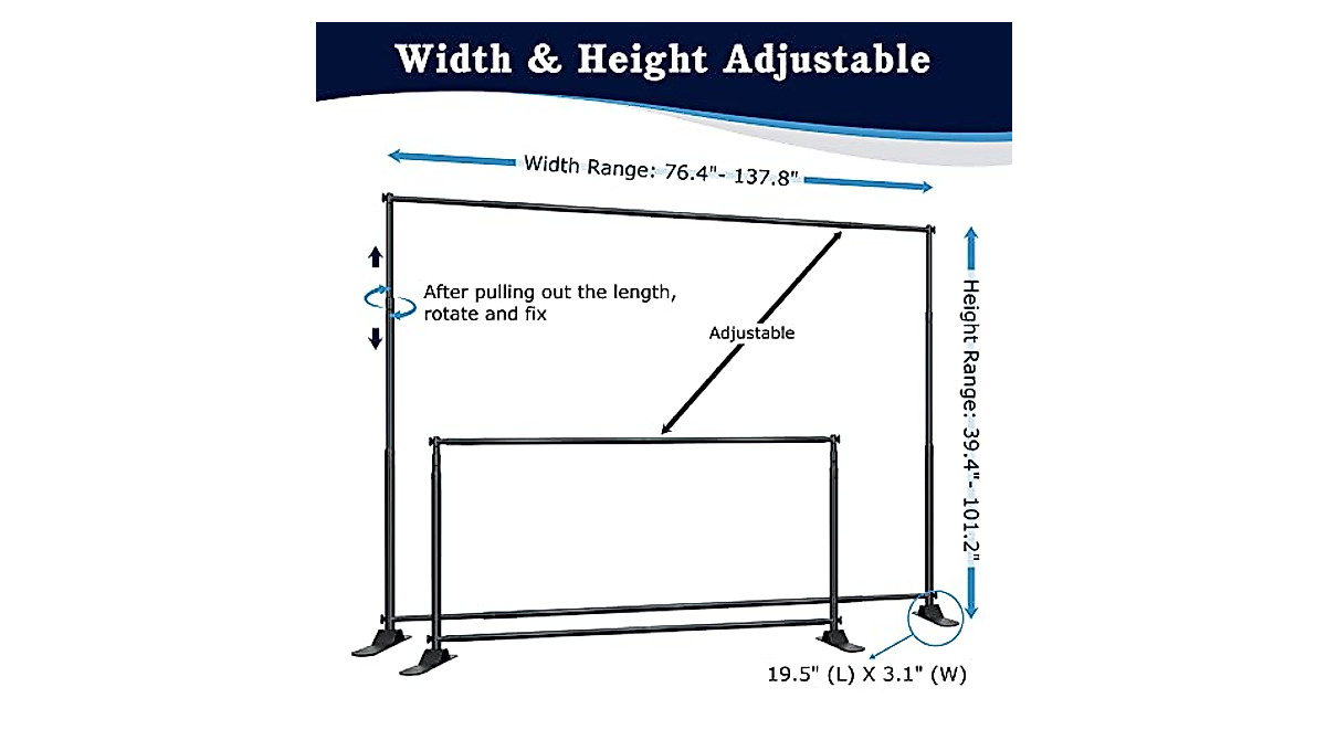 INNOVSIGN Heavy Duty 8x10ft Adjustable Backdrop Stand