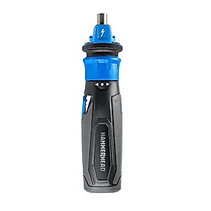 HAMMERHEAD 4V Lithium Rechargeable Screwdriver with Patented Circuit Sensor and 9-Piece Bit Kit with Innovative Bit Grip