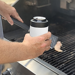 LaserGram Double Wall Insulated Beverage Can Holder, Basketball Slam Dunk Woman, Personalized Engraving Included (Standard Can, White)