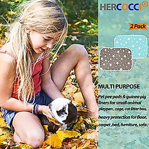 HERCOCCI 2 Pack Guinea Pig Cage Liners, Super Absorbent – Reusable & Washable Guinea Pig Pee Pads Bedding for Hamsters Rabbits Chinchilla Gerbil Hedgehog Rat and Other Small Animal 27’’ x 19’’