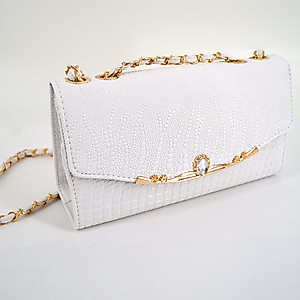 Sun Kea Women's Faux Leather Shoulder Bag Small Gold Chain Quilted Cross Body Handbag Clutch Vintage Evening Bag