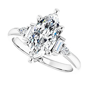 JEWELERYIUM 5 CT Marquise Cut Colorless Moissanite Engagement Ring, Wedding/Bridal Ring Set, Solitaire Halo Style, Solid Sterling Silver Vintage Antique Anniversary Bridal Jewelry Gifts for Her (7.5)