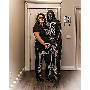 uideazone Halloween Hoodies for Men Women 3D Skeleton Bone Printed Hooded Sweatshirt with Pockets