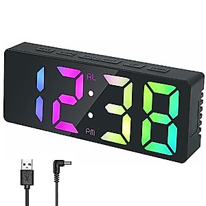 BuPnyou 6.5-inch Digital Clock, Small Alarm Clock for Bedrooms, Lightweight Digital Calendar, Temperature ℃/℉, Desktop Alarm Clock 12H/24H, Snooze Function, Adjustable Brightness, Corded Powered
