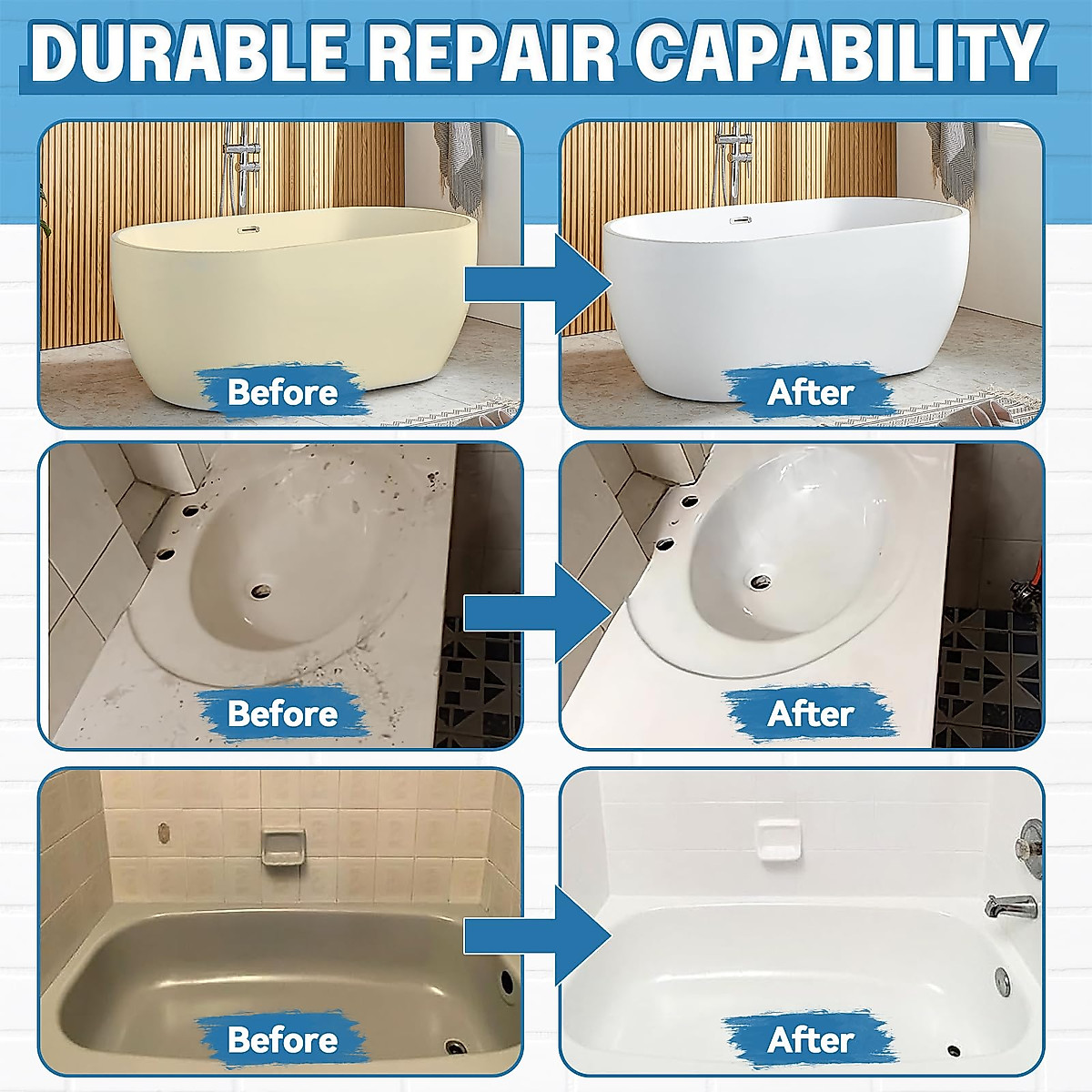 Tub and Tile Refinishing Kit, Tile Paint Touch Up Paint 35oz with Tools, Odorless DIY Countertop Paint for Wall, White Paint for Fiberglass/Bathroom/Floor/Cabinet/Kitchen/Porcelain