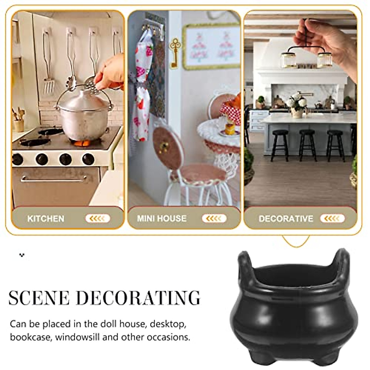 Didiseaon 24pcs Mini Cauldron Pot Halloween Miniature Figurines Dollhouse Witch Cauldron Fairy Garden Supplies for Halloween Party Favors Bag Fillers