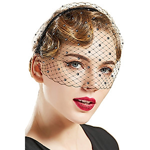 BABEYOND 1920s Flapper Fascinator Mesh Veil Headband Bridal Wedding Tea Party Fascinator Veil for Women